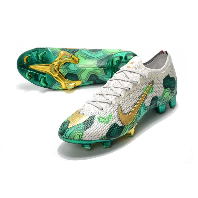 Mbappe Nike Mercurial Vapor XIII 360 Elite FG Bota Gris Verde Oro