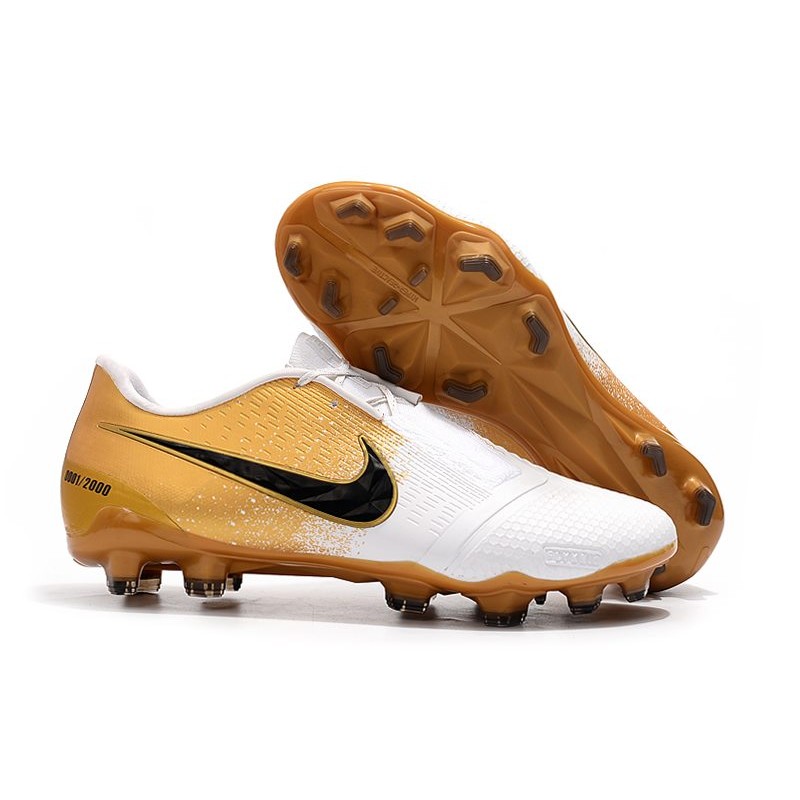 Tacón de Fútbol Nike Phantom Vnm Elite FG Blanco Oro Negro